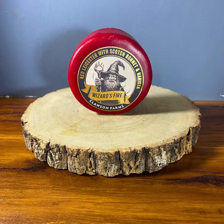 Long Clawson Wizards Fire Red Leicester Wax Truckle with Scotch Bonnet ...